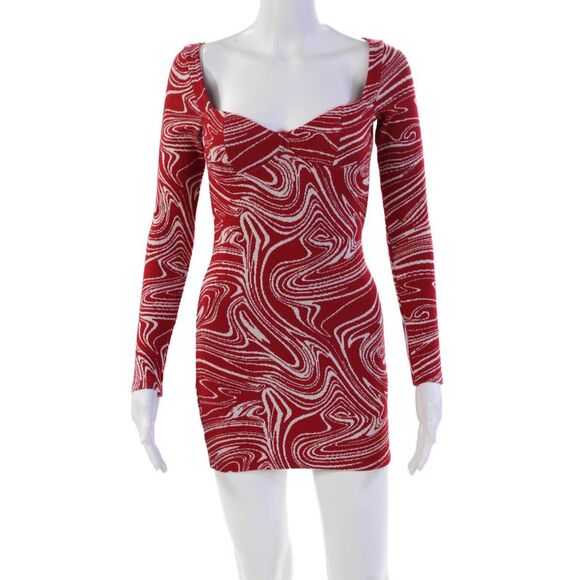 Zara | Dresses | Zara Womens Marble Print Long Sleeve Square Neck ...